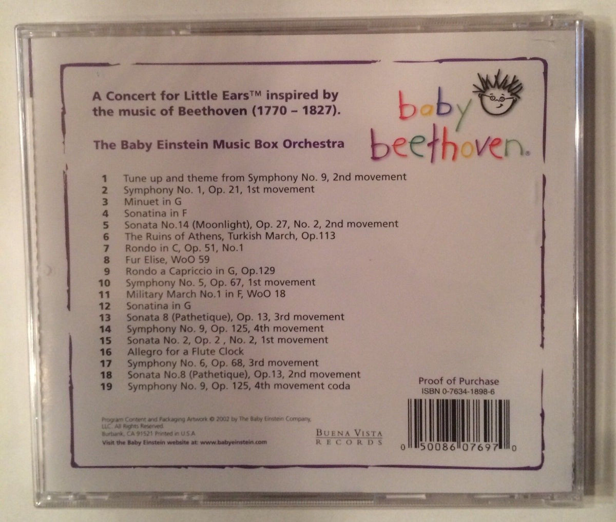 Baby Einstein 'Baby Beethoven' CD Buena Vista (2002) Brand New Factory ...